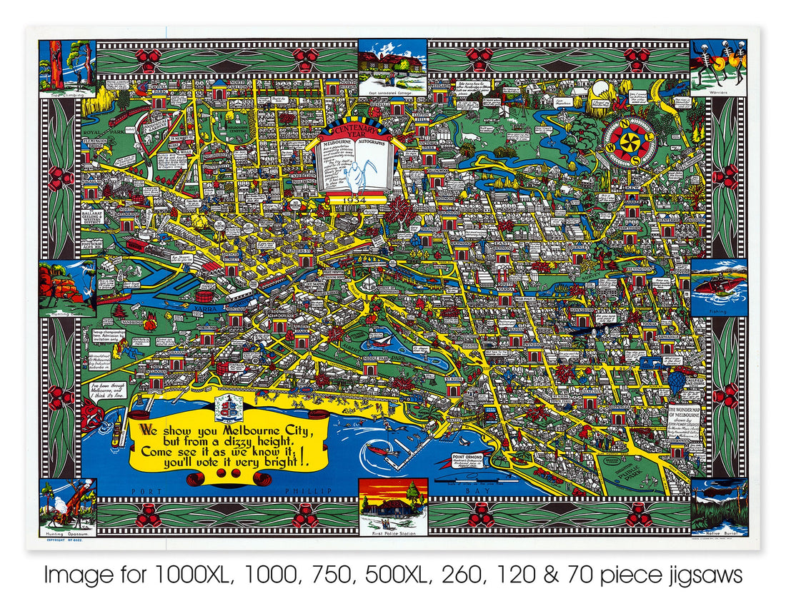The Wonder Map of Melbourne - 1934 – Now & Then Jigsaws